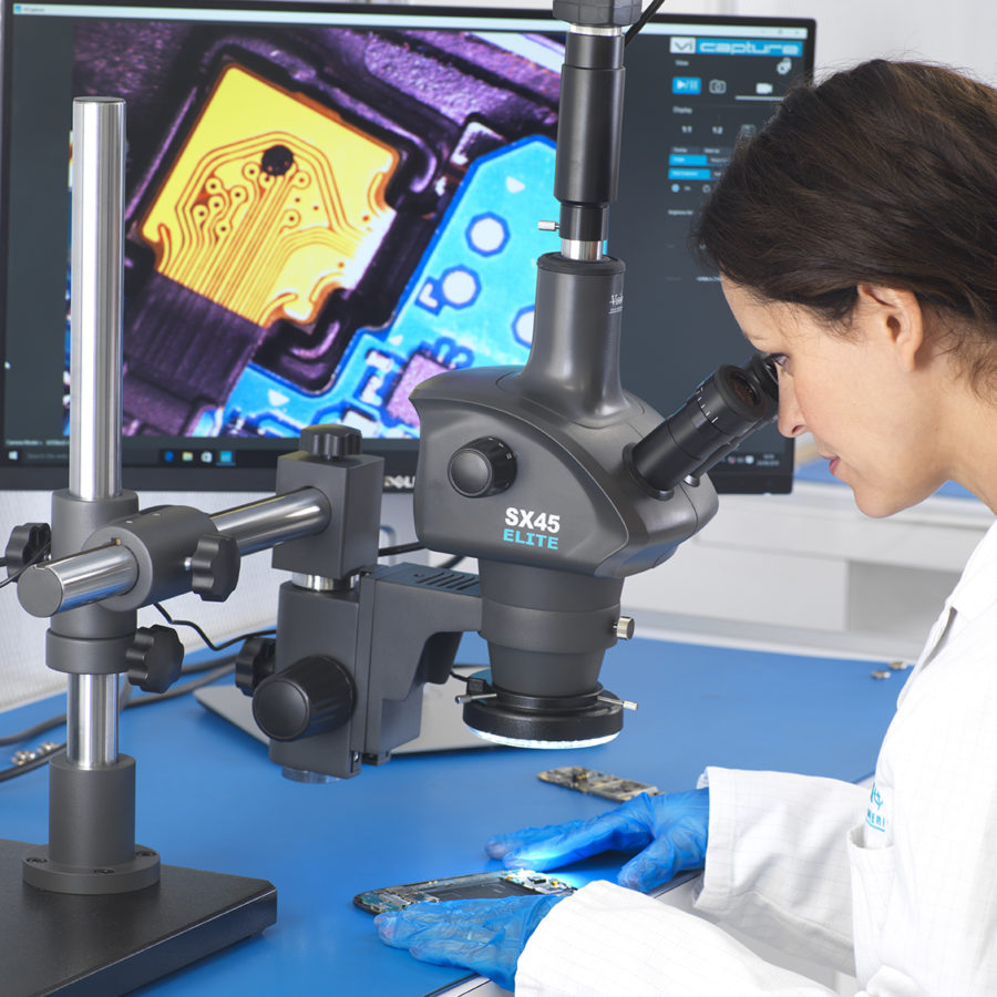 SX45 ELITE INDUSTRIAL STEREO ZOOM MICROSCOPE - Solder Connection